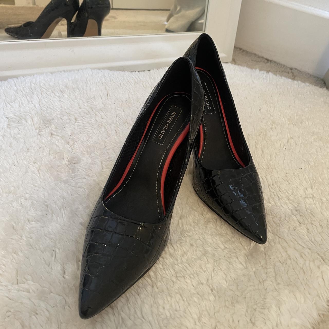 Patent leather court heel stilettos in croc print... - Depop