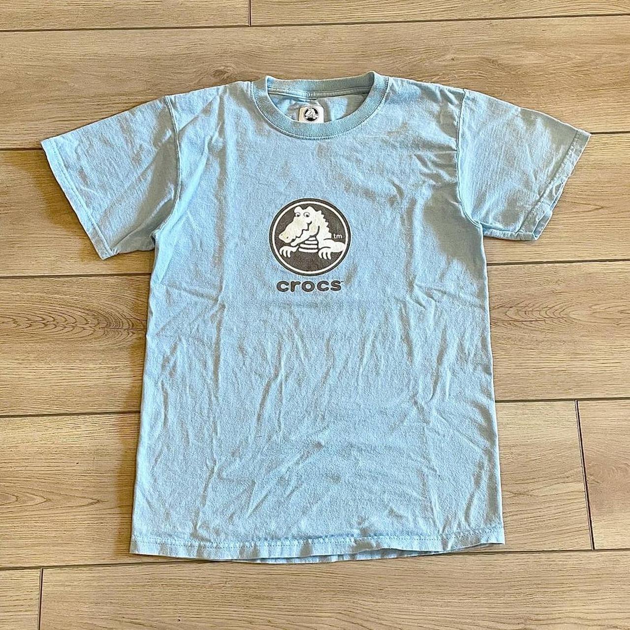 Crocs Men's Blue and Black T-shirt | Depop