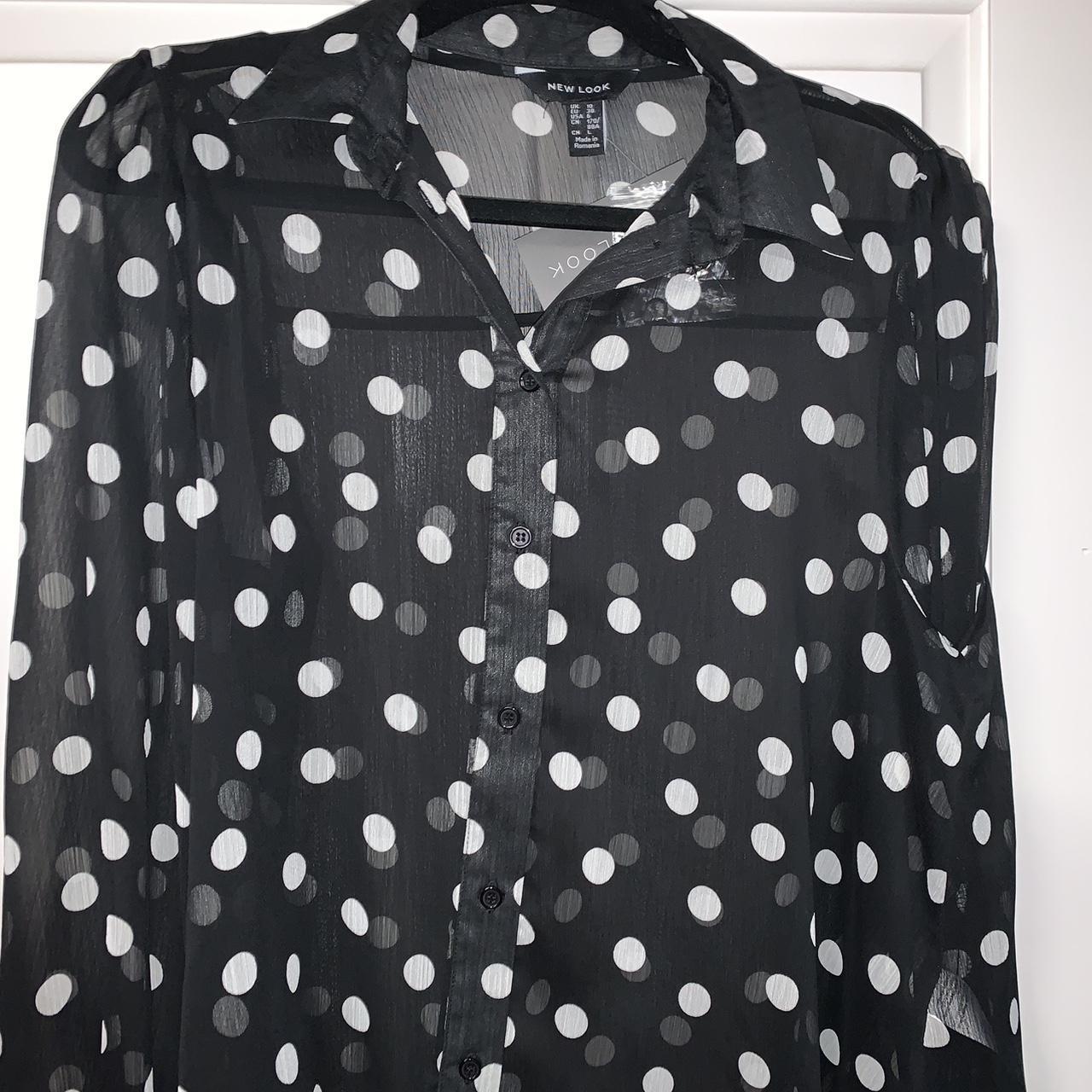 New Look sheer polka dot shirt Never worn Size 10 - Depop