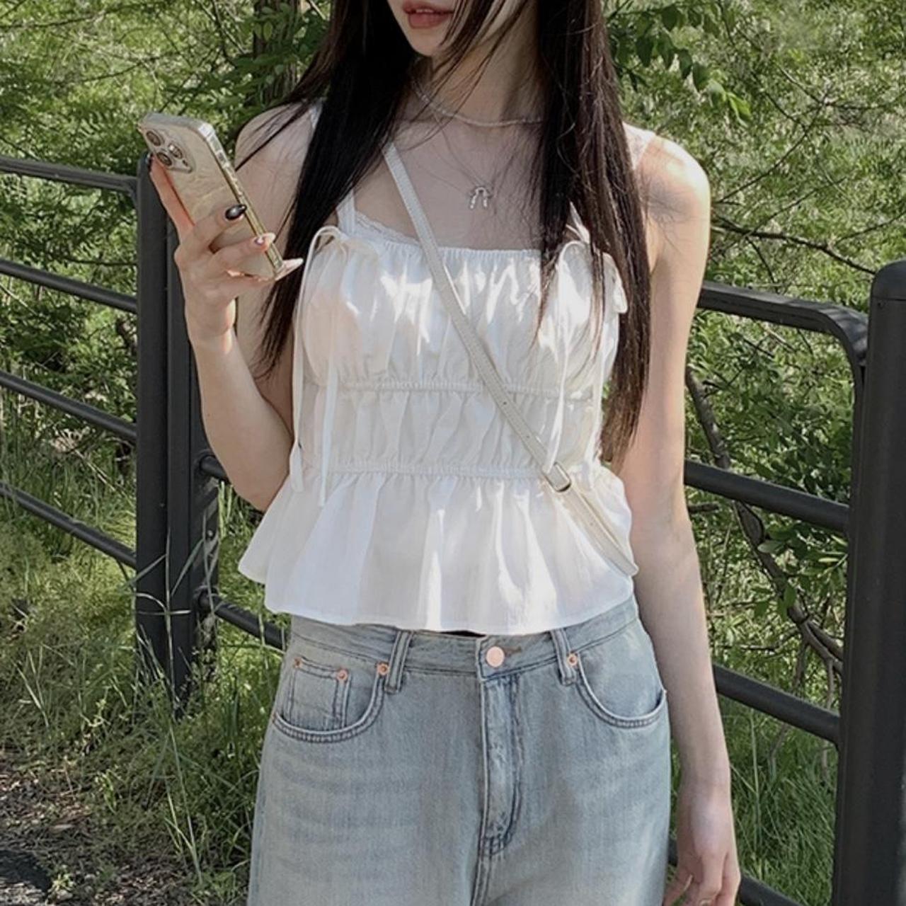 🌸Codibook White Ruffle Cami🌸 One size BRAND NEW-... - Depop