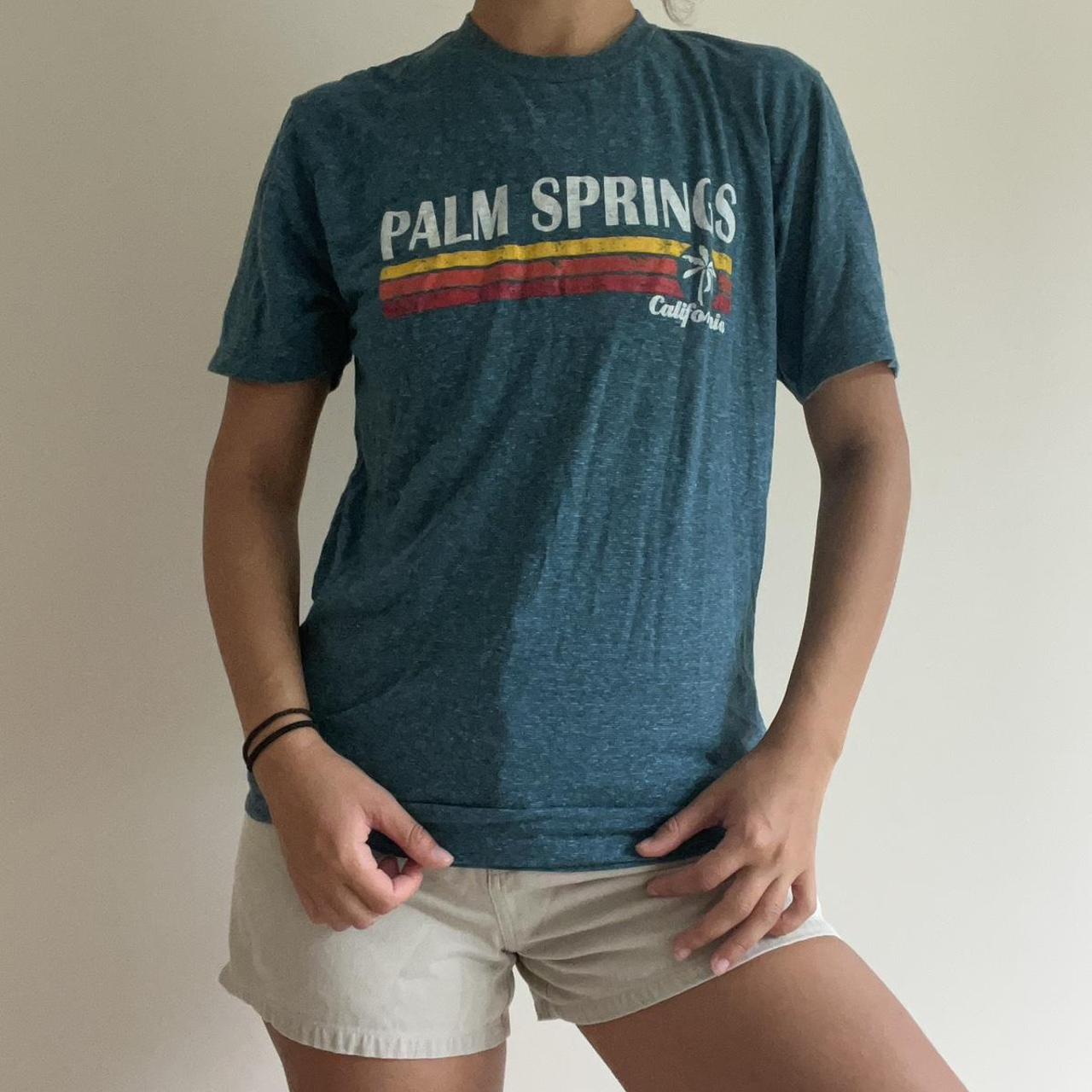 TURQUOISE BLUE GRAPHIC TEE Palm Springs tee... - Depop