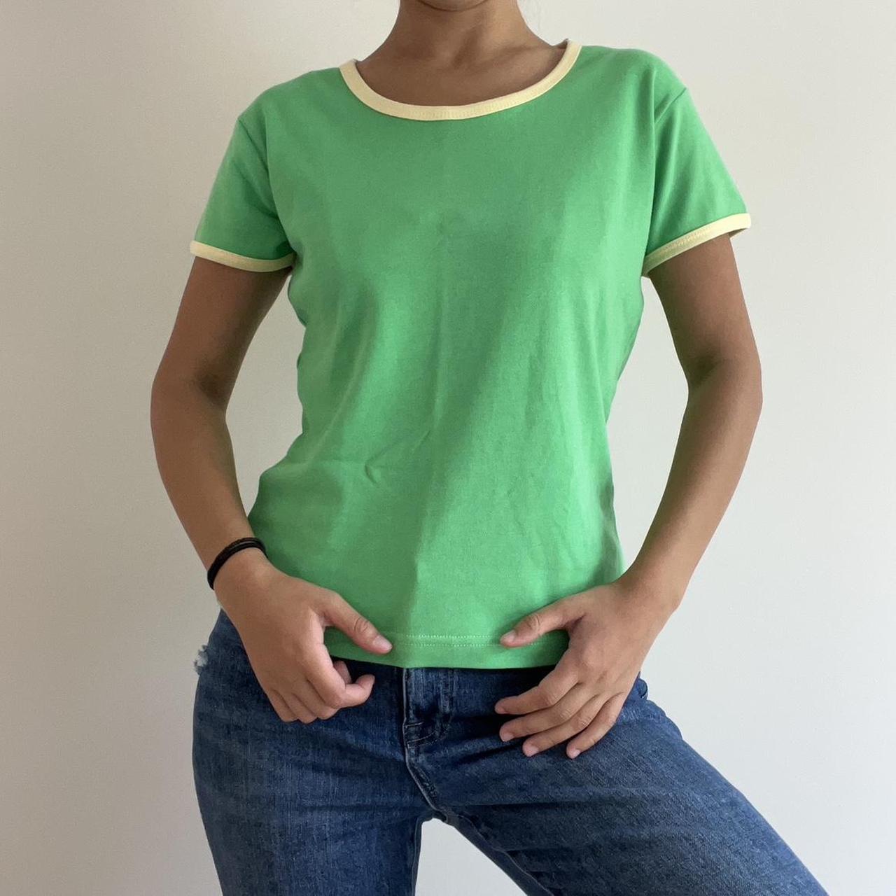 VTG NEON GREEN RINGER TEE vintage from the 90s short... - Depop