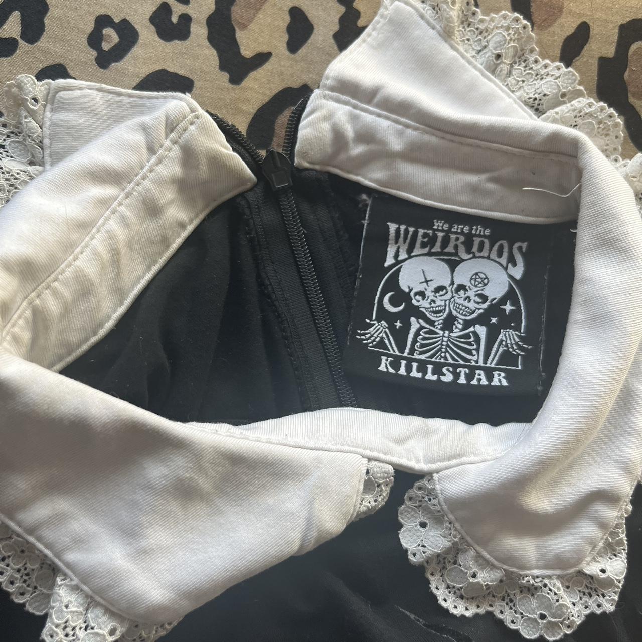 Killstar Women's Black and White Dress | Depop