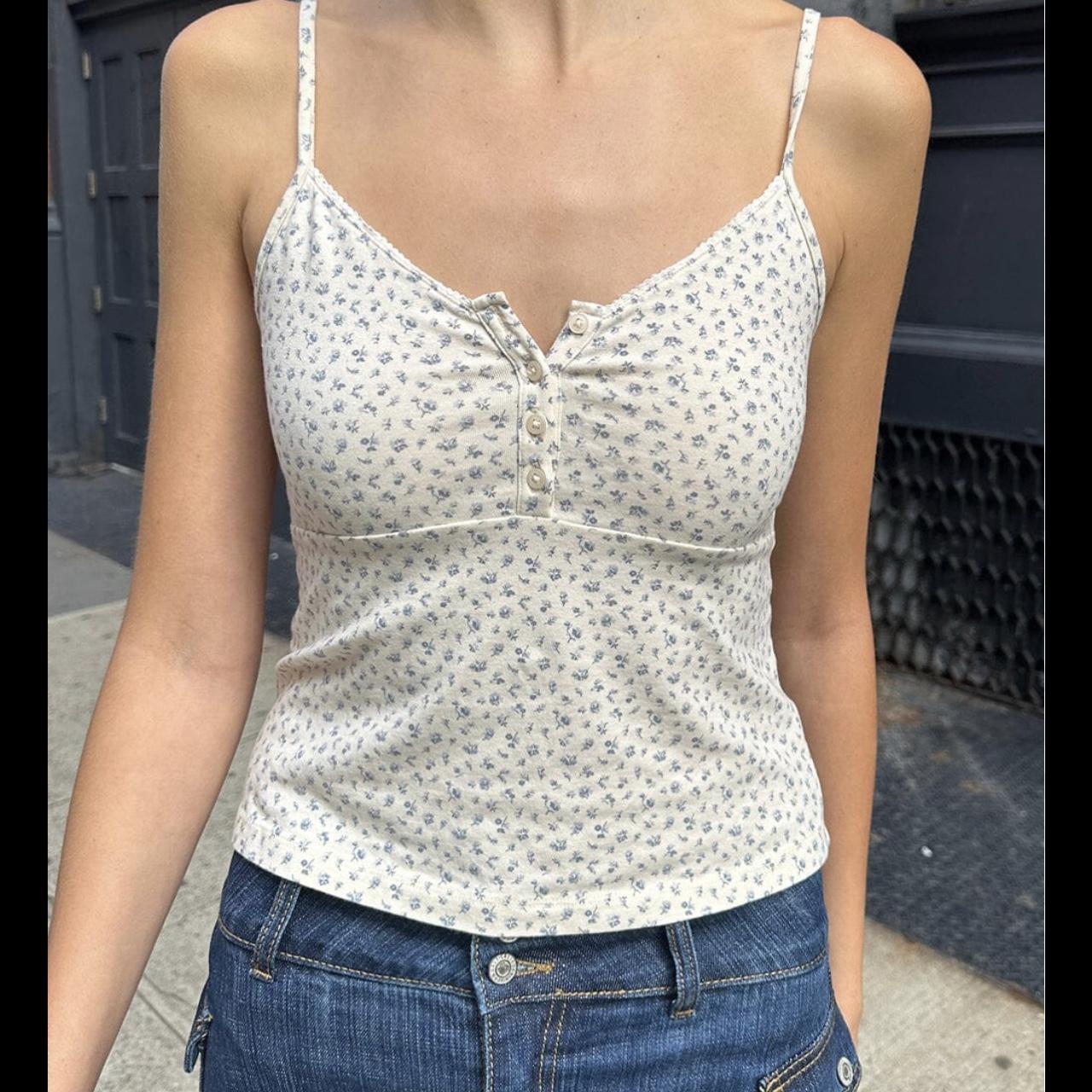 Brandy Melville floral tank One size - XS/S - Depop
