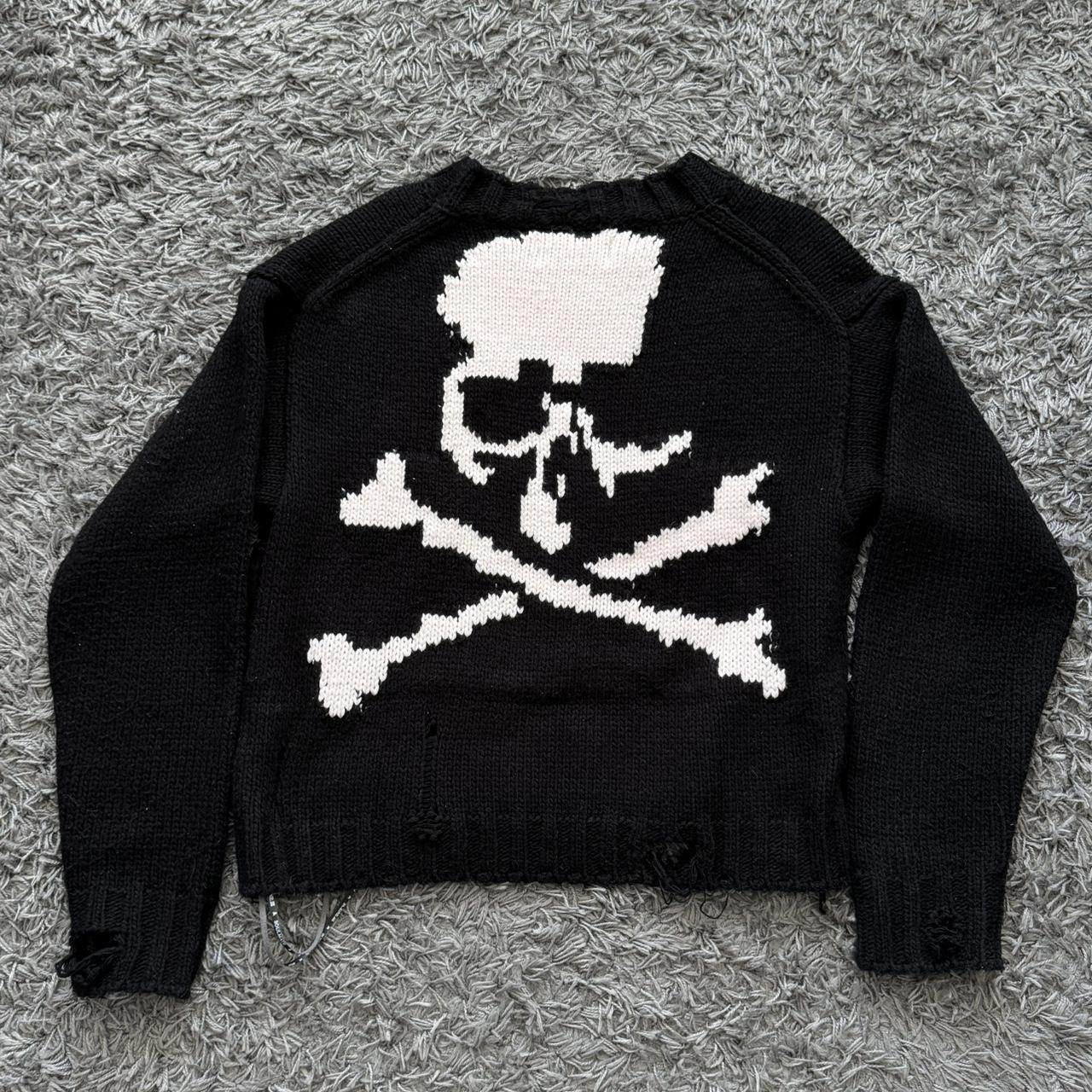Vintage Mastermind world knit “skull” sweater... - Depop