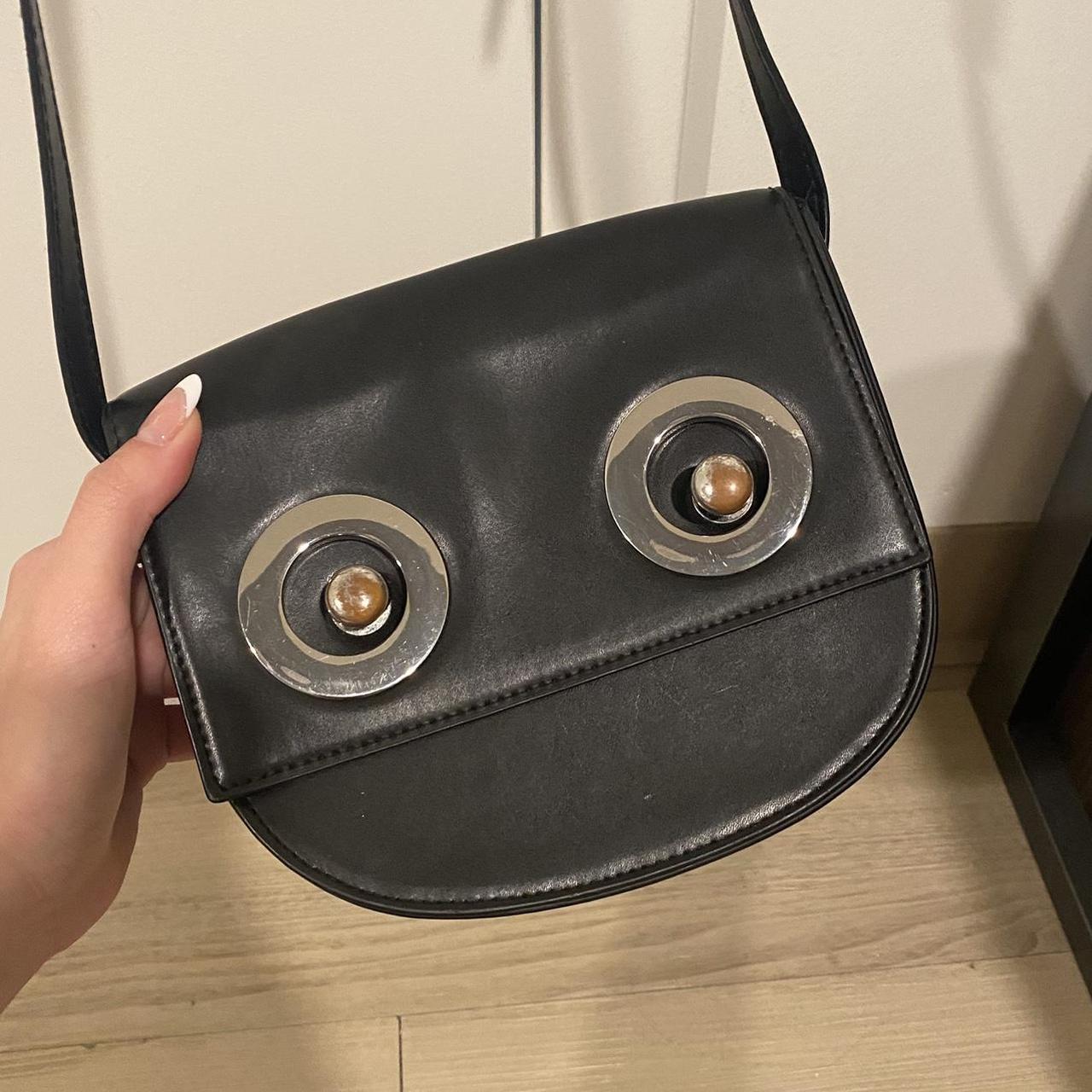 monki black silver crossbody bag #monki #black... - Depop