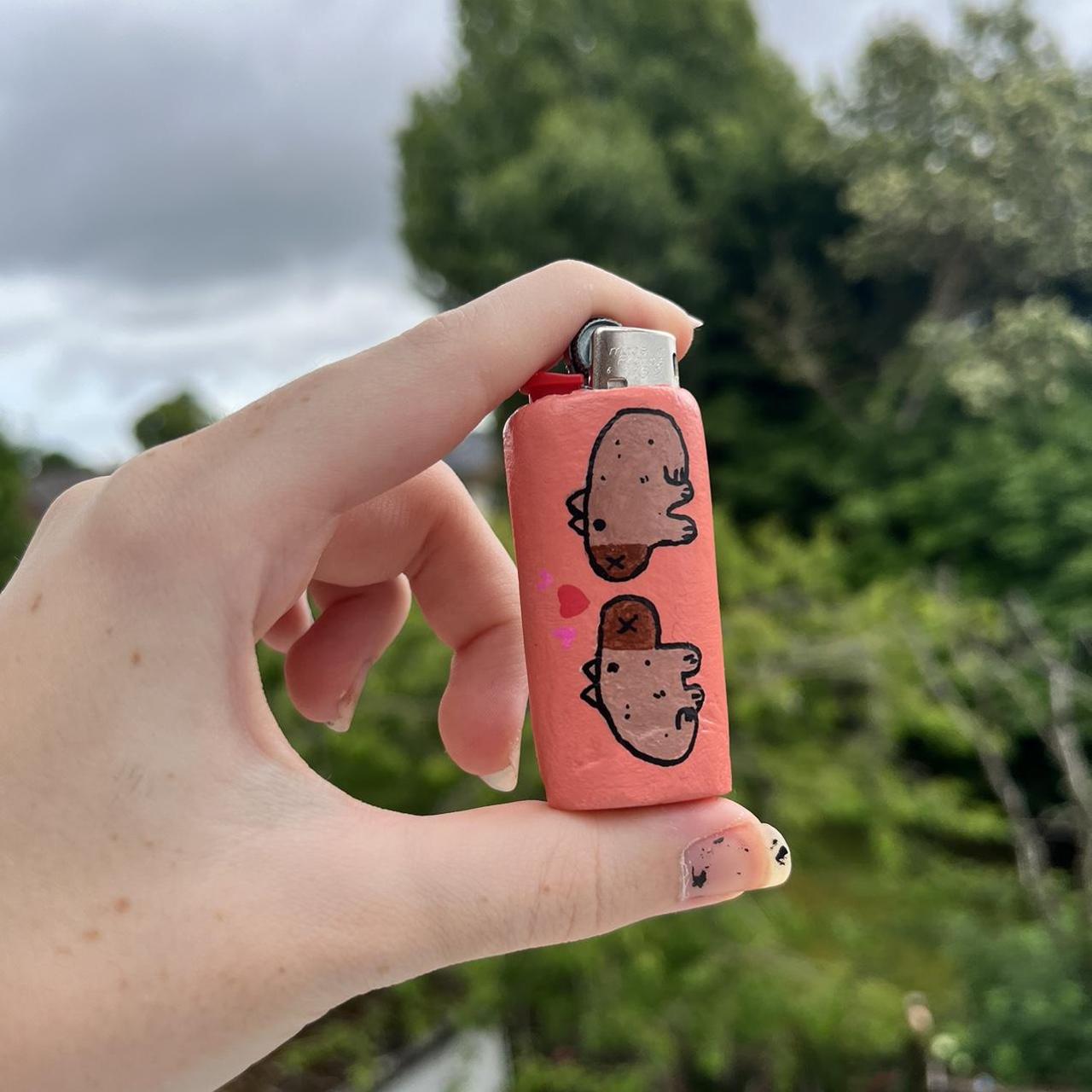 KISSY CAPYBARA LIGHTER CASE 💗 handmade w air dry... - Depop