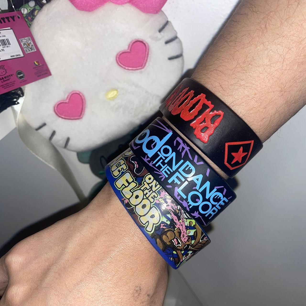 #BOTDF 🌈 Rubber scene kid bracelets.🖤 ️🩵 Free size. ... | Depop