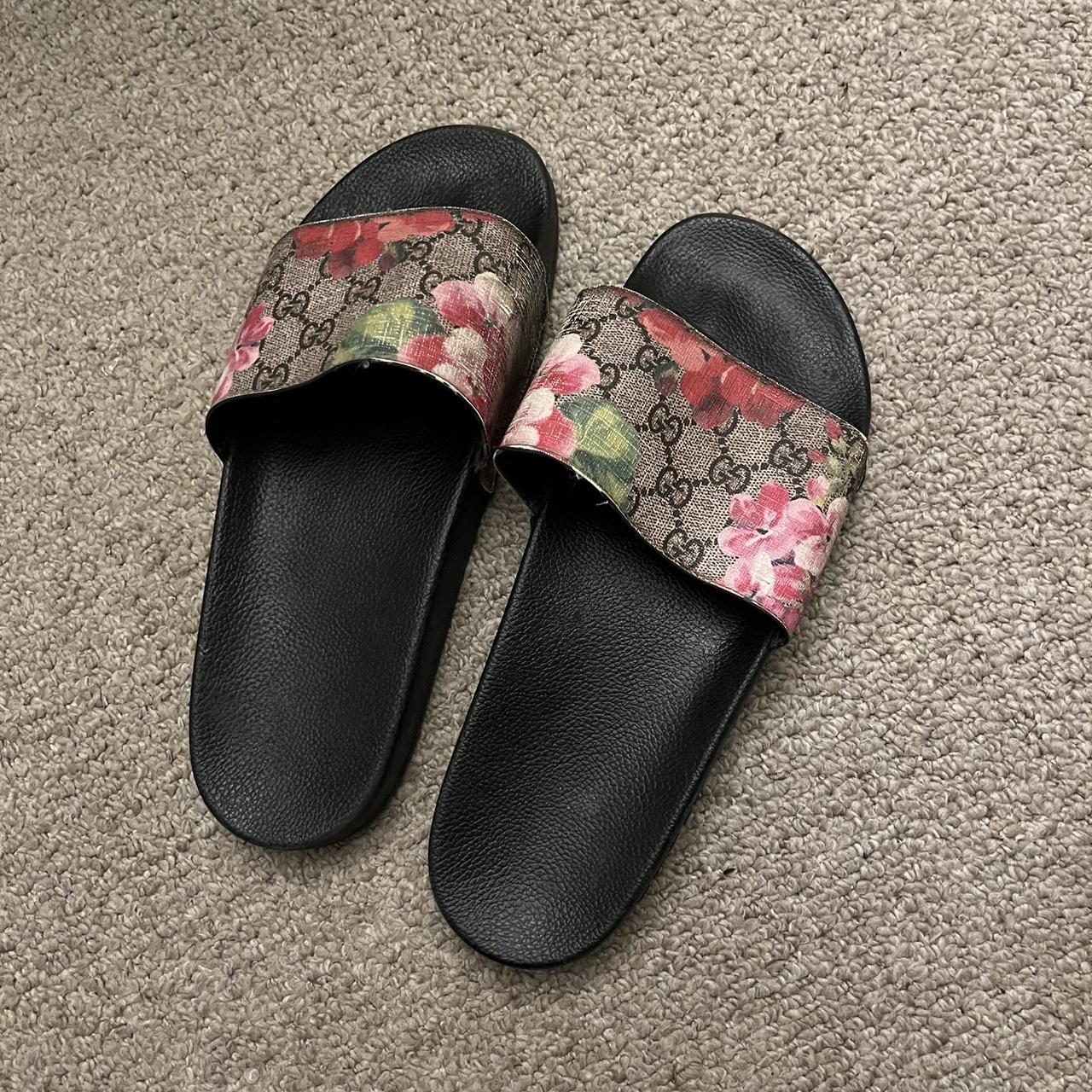 Well loved authentic Gucci Sliders. One slide has... - Depop