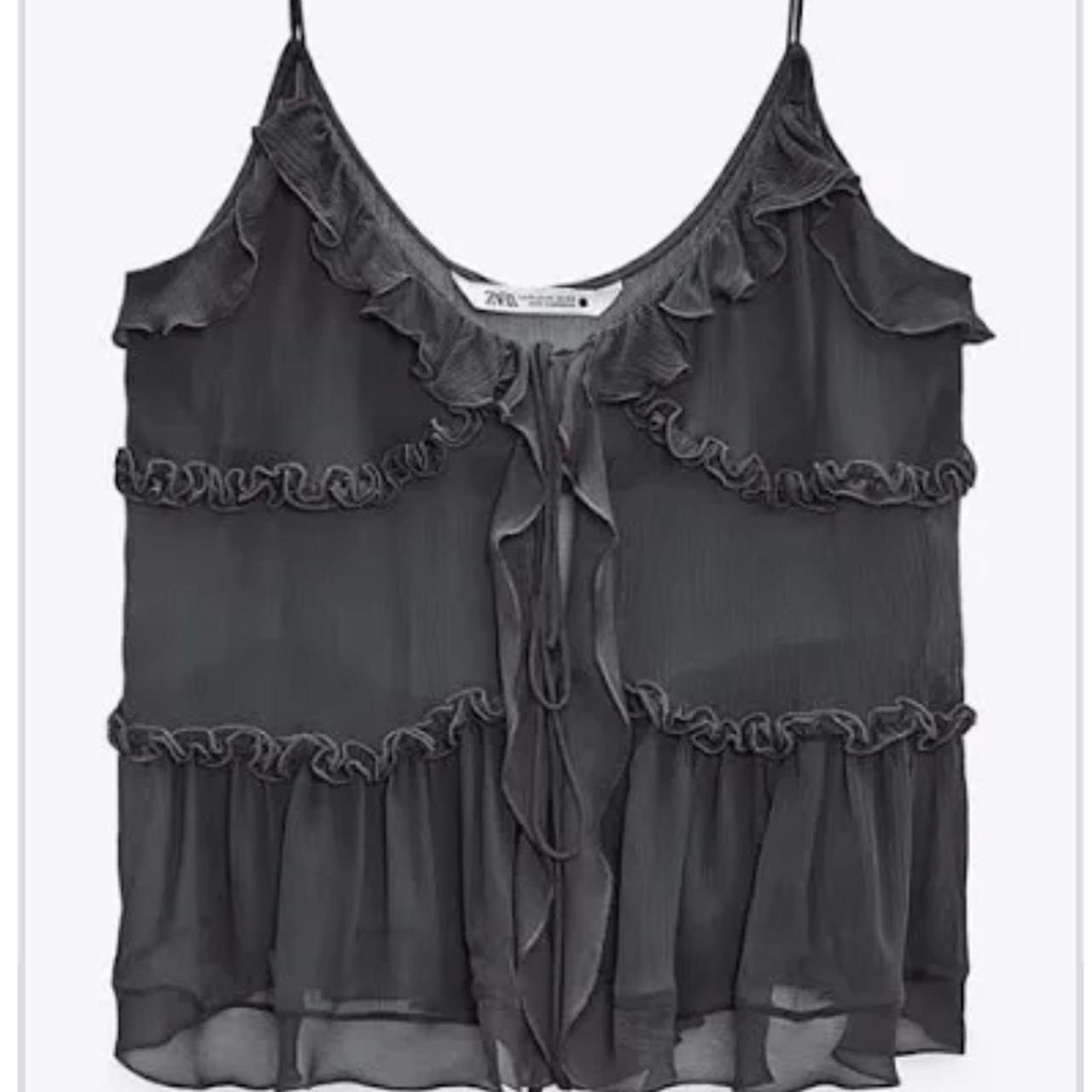 ZARA Semi Sheer Ruffle Tank Never Worn, New without... - Depop