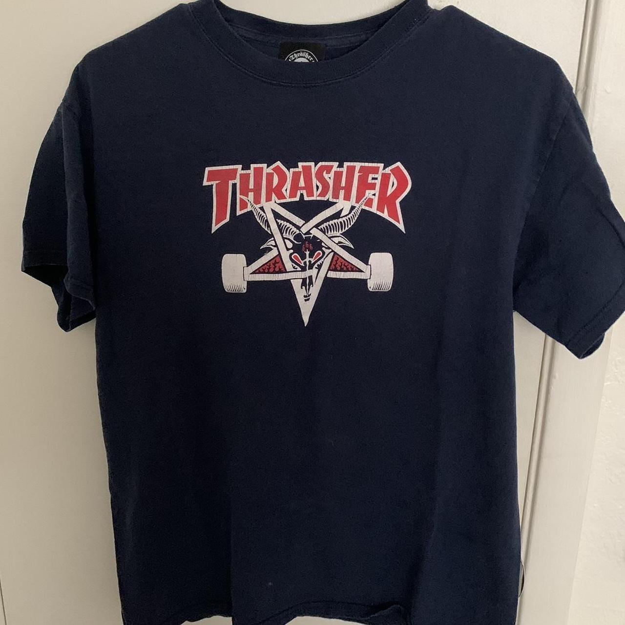 navy blue thrasher shirt! no flaws & in great... - Depop