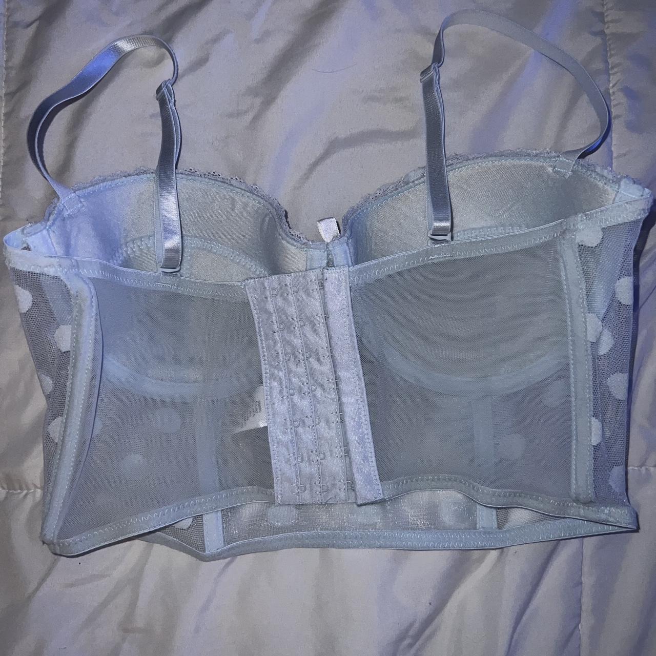 BABY BLUE POLKA DOT BUSTIER 🎀Size 36C adjustable... - Depop