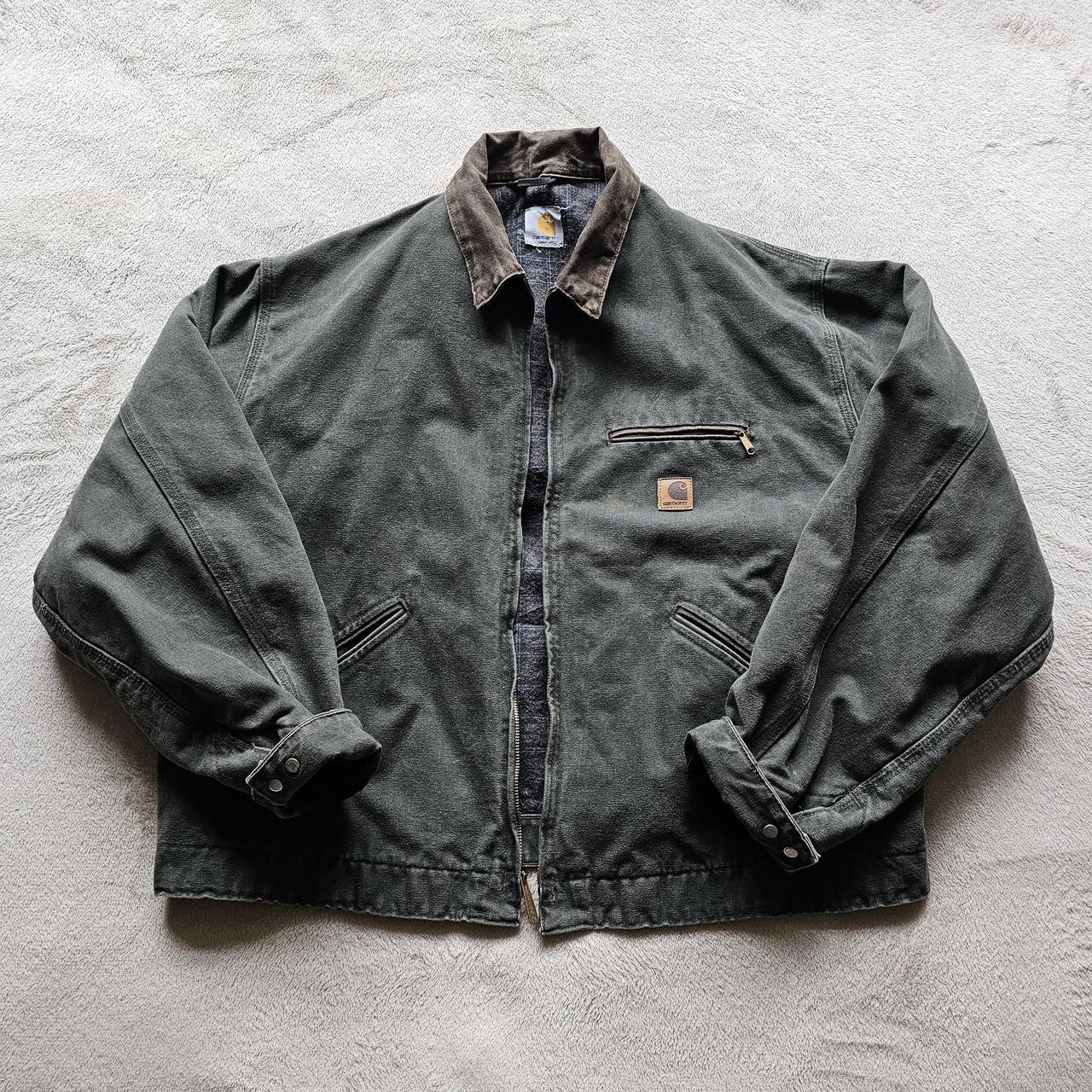 Vintage Carhartt J97 Detroit Jacket in Moss Brown... | Depop