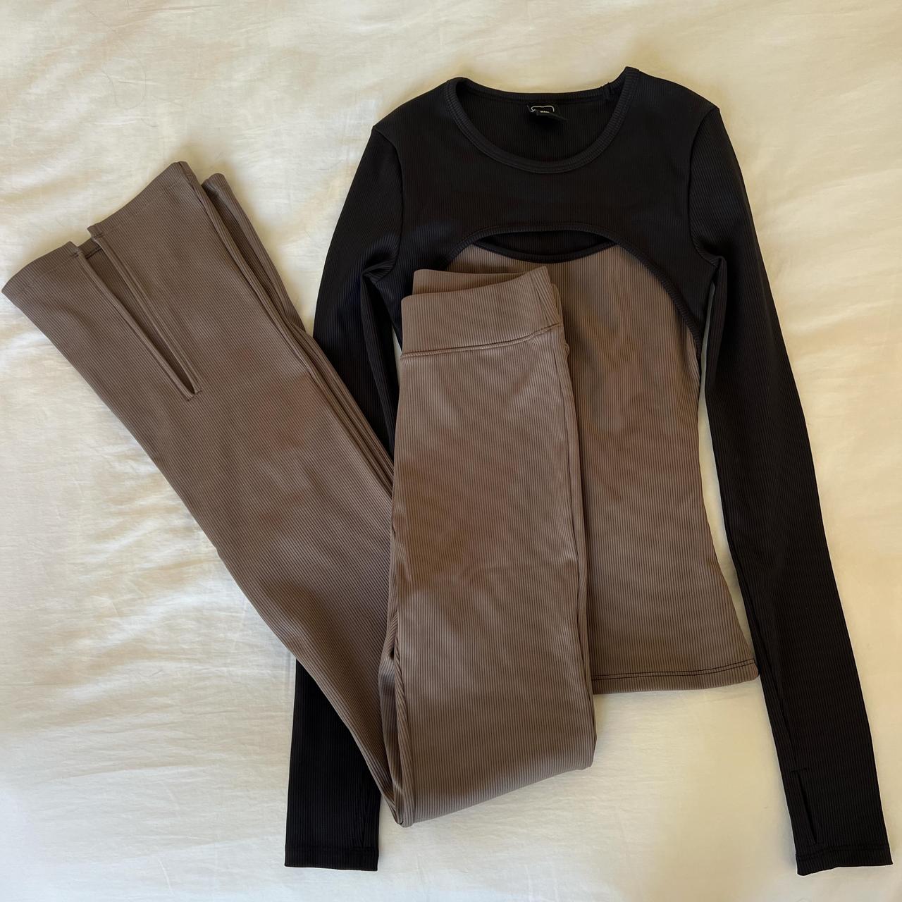 Nylora Set Long sleeve cut out top & flared... | Depop