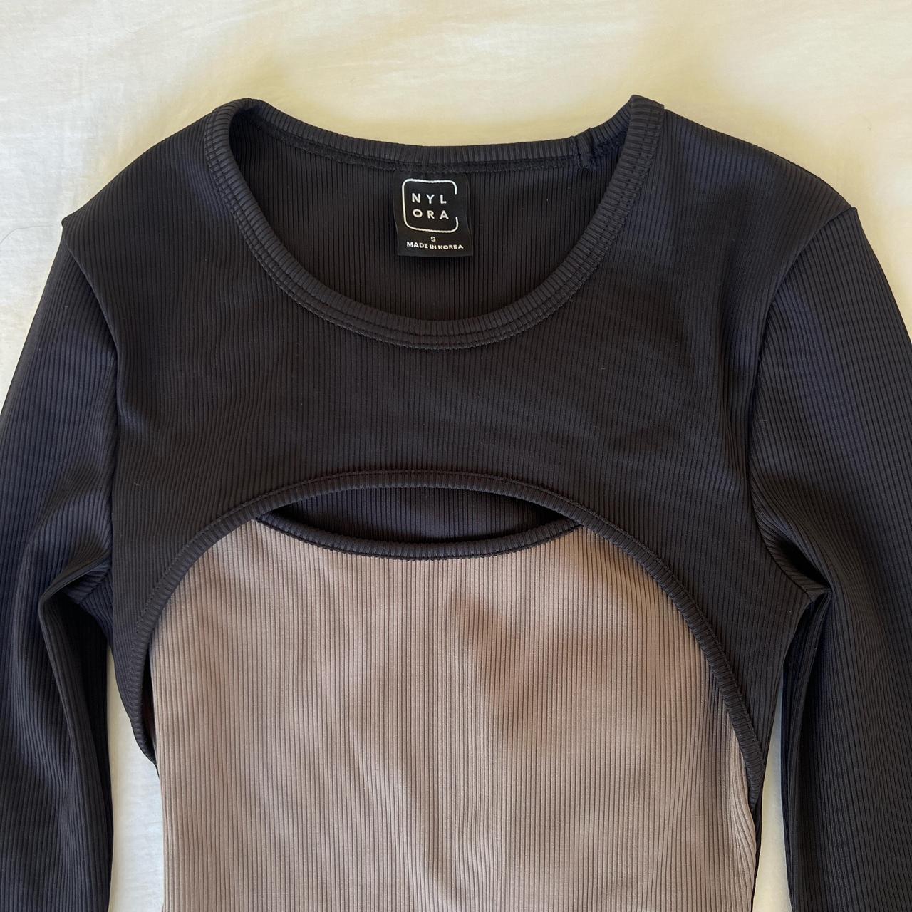 Nylora Set Long sleeve cut out top & flared... | Depop