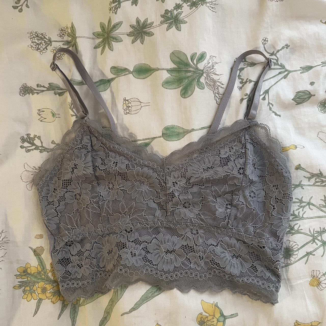 unpadded grey bralette/lace tank/undershirt. perfect... - Depop