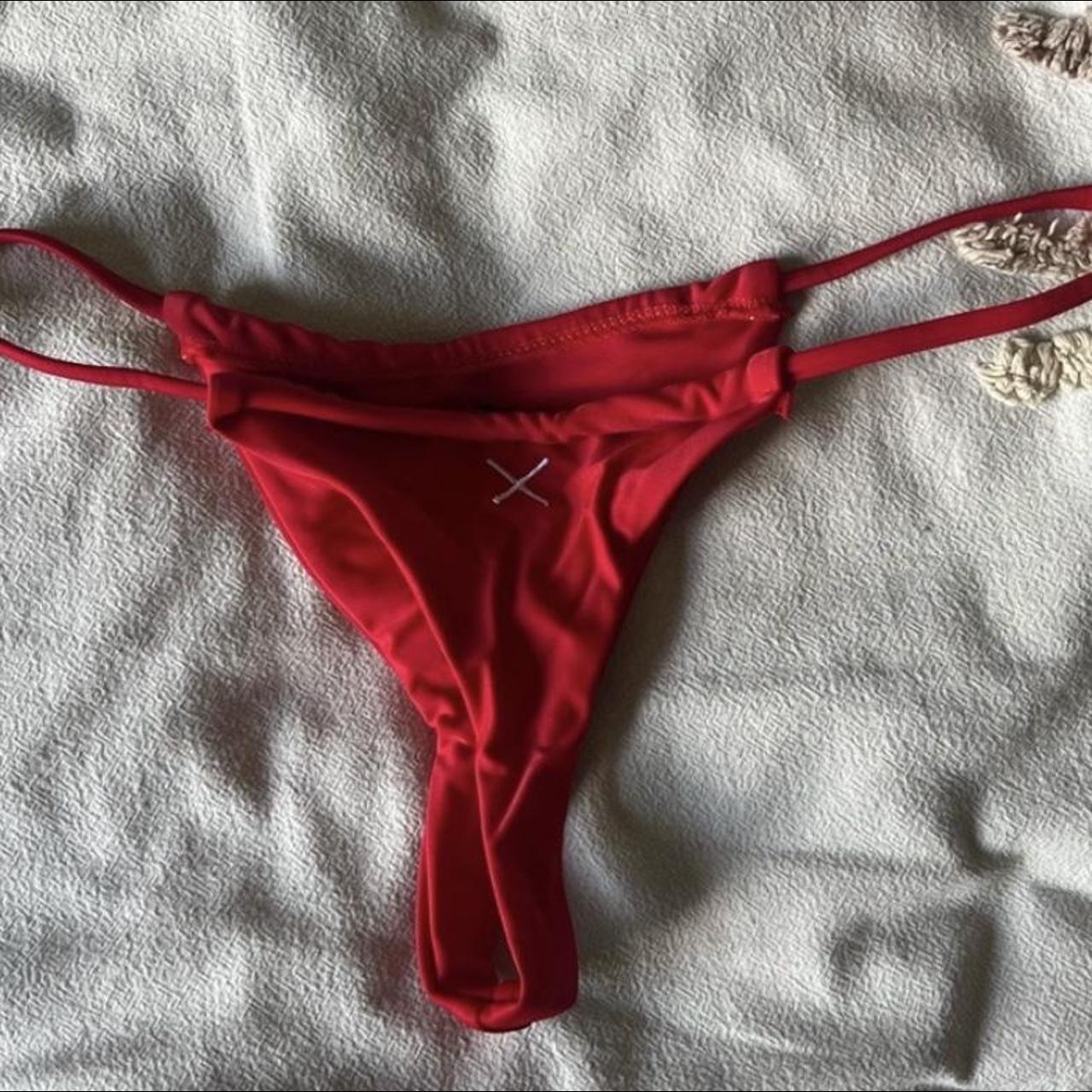 Boutine LÀ red cheeky adjustable swim bottom •size... - Depop