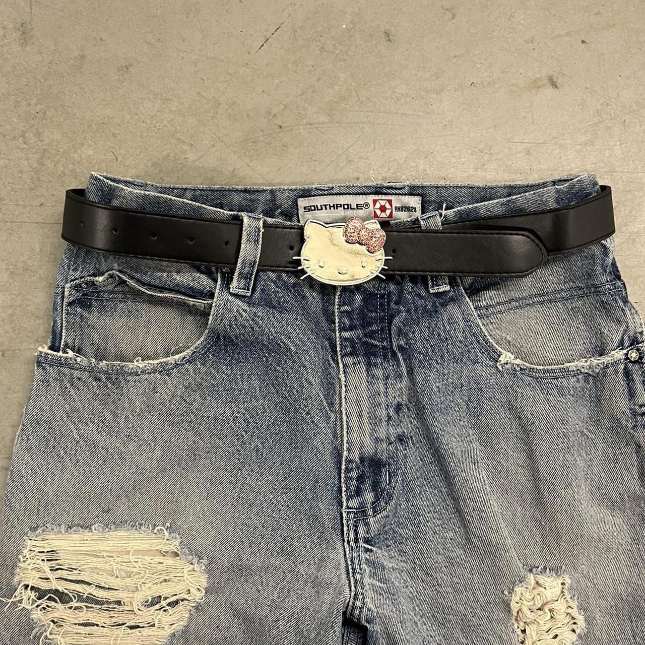 Y2K style black hello Kitty rhinestone belt. Brand... | Depop