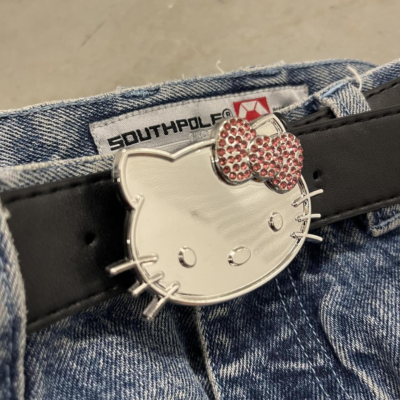 Y2K style black hello Kitty rhinestone belt. Brand... | Depop