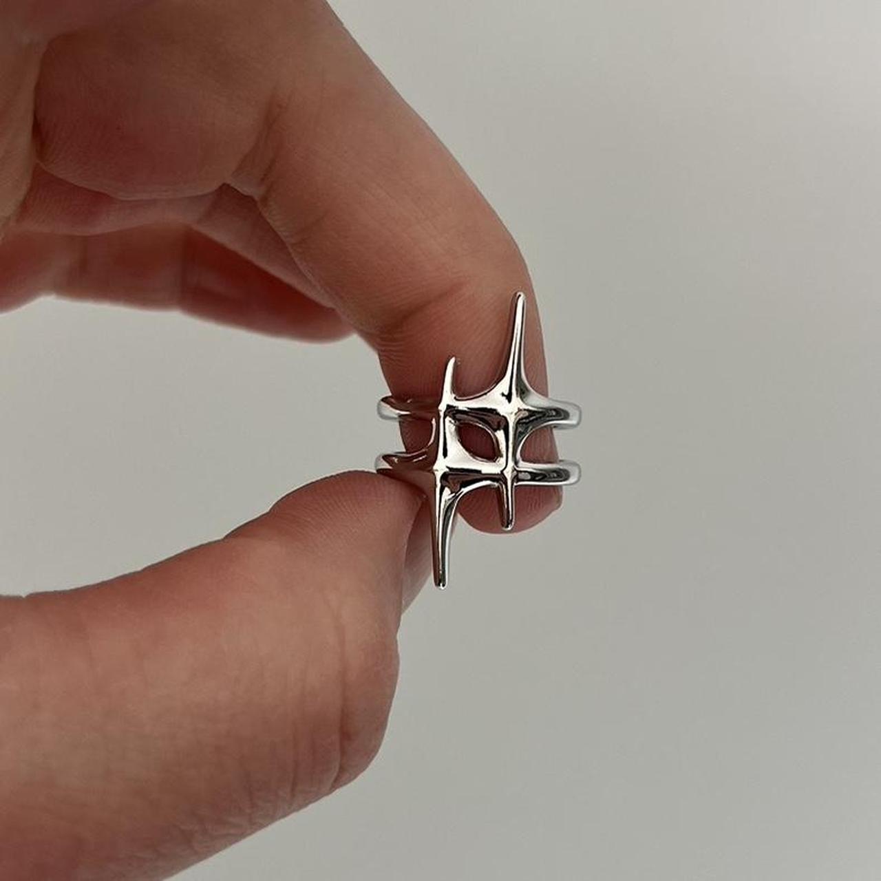 Y2k style silver color star ring. Adjustable... - Depop
