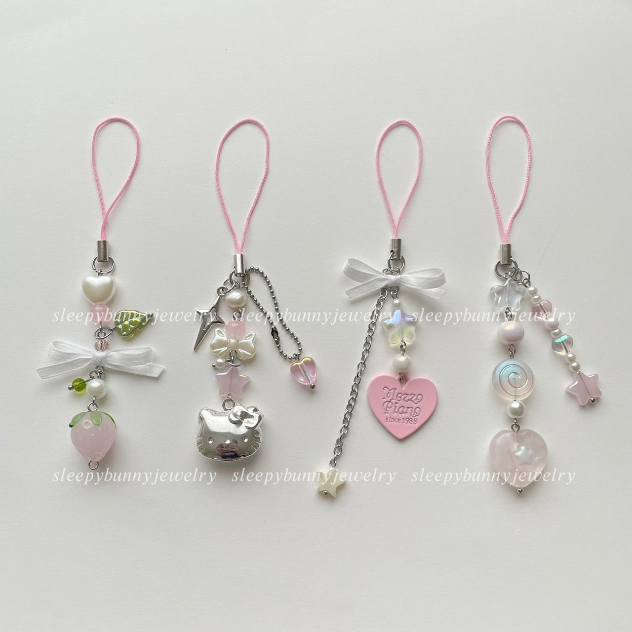 hello kitty locket phone charm ੈ pink & white... - Depop