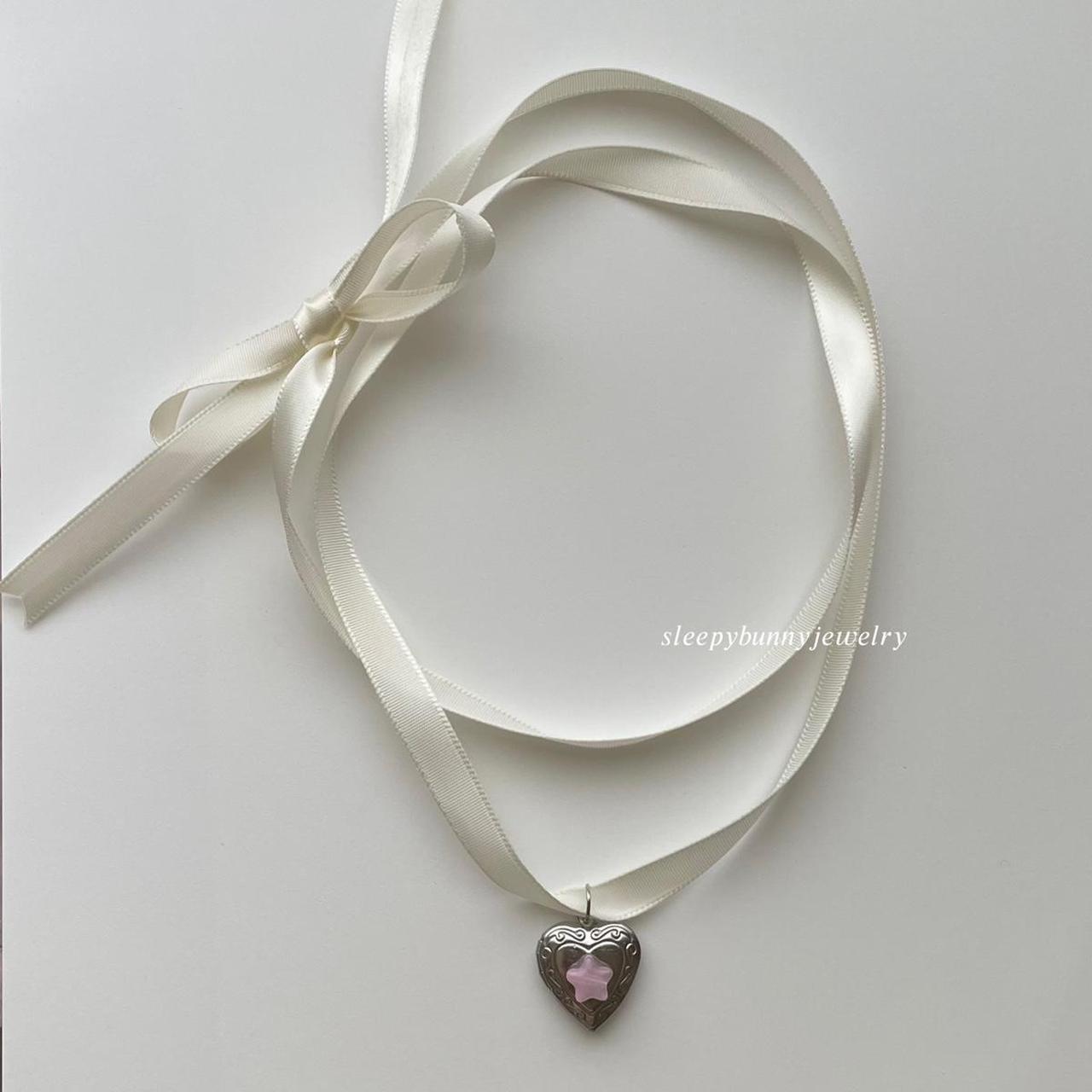 star locket ribbon necklace ｡･:* ribbon necklace,... - Depop