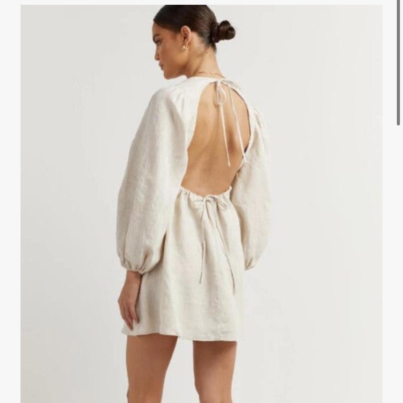 Dissh Rosa Natural Linen Mini Dress Size 6 - Depop