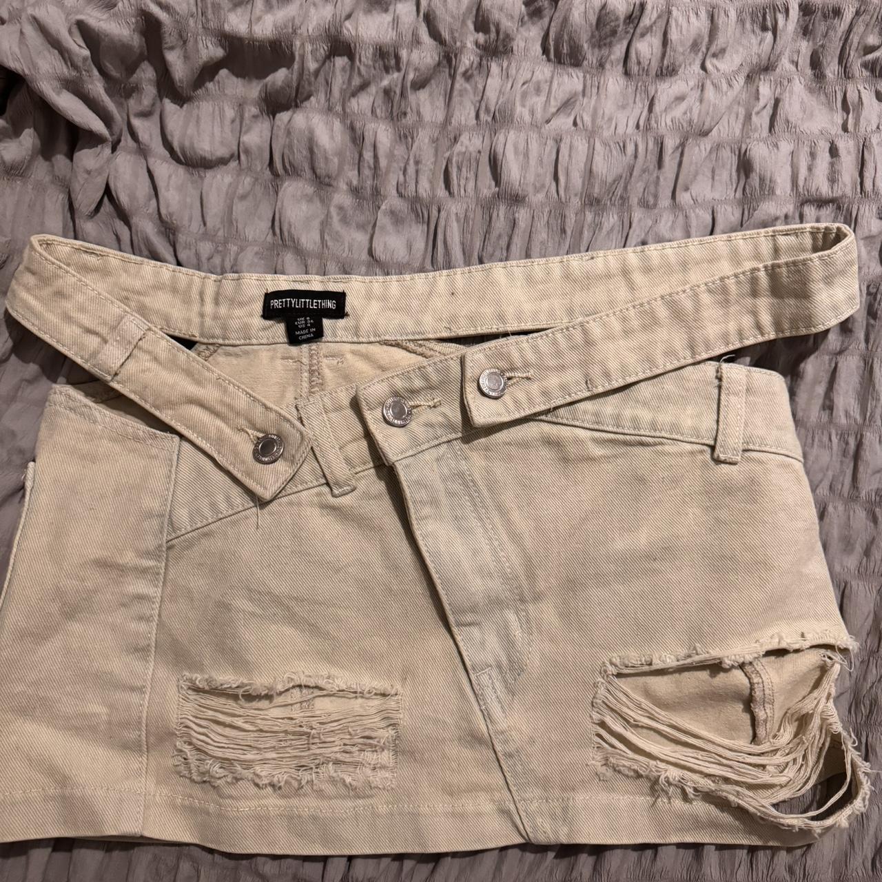 PLT distressed mini skirt size 8 worn once - Depop