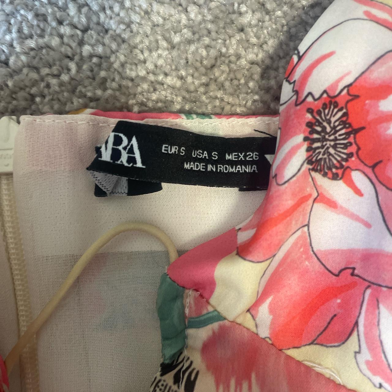 Zara Women's Pink and Yellow Dress | Depop