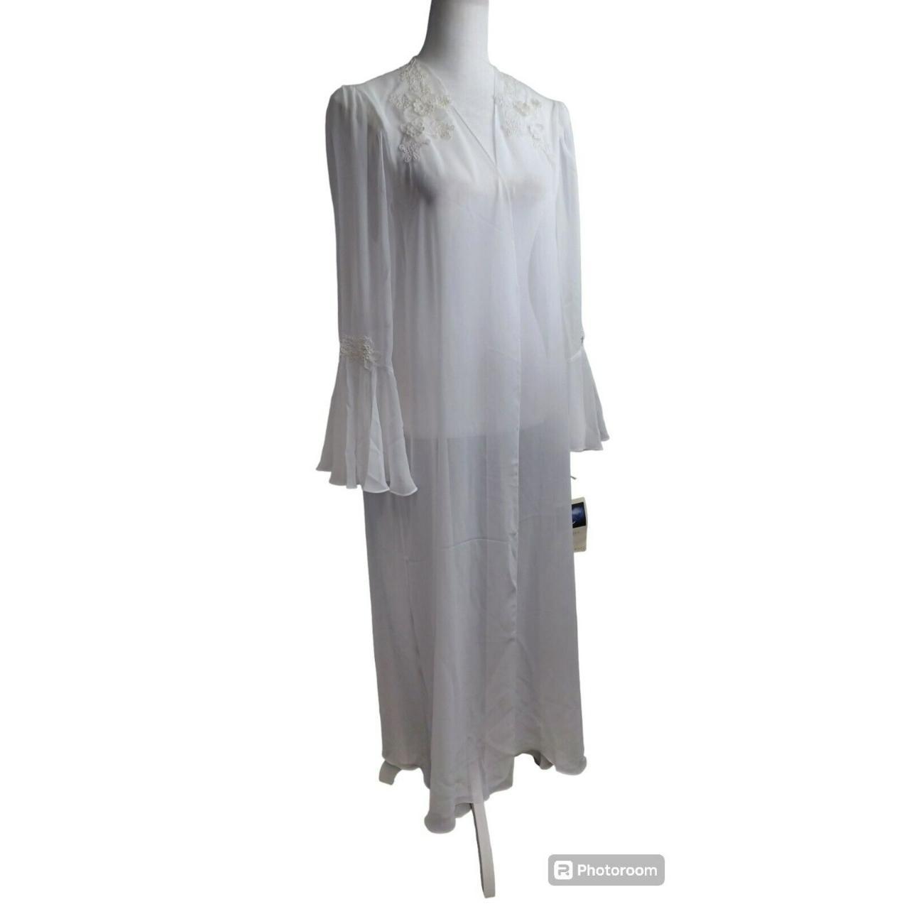 FLORA NIKROOZ Vtg Bridal White Peignoir Robe... - Depop