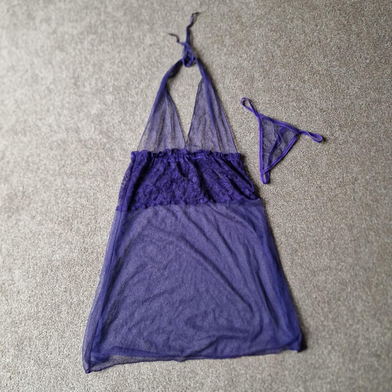Never worn sheer halter nightie with thong Size XS... - Depop