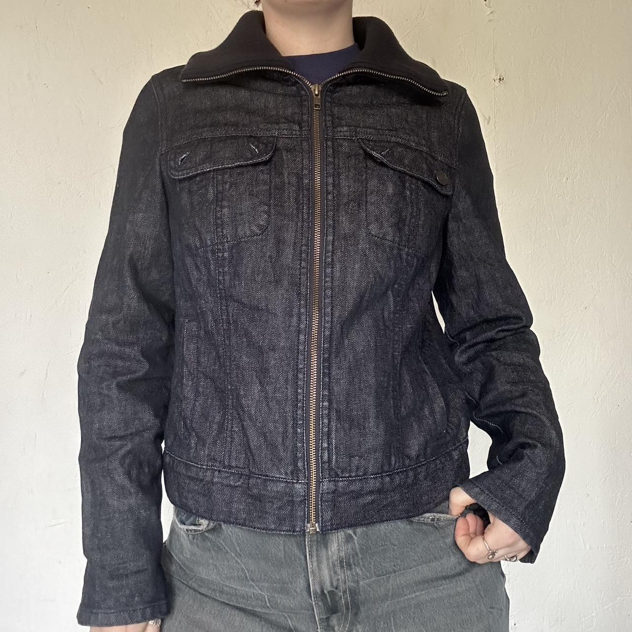 Denim zip up jackets with pockets uk 8 - Depop