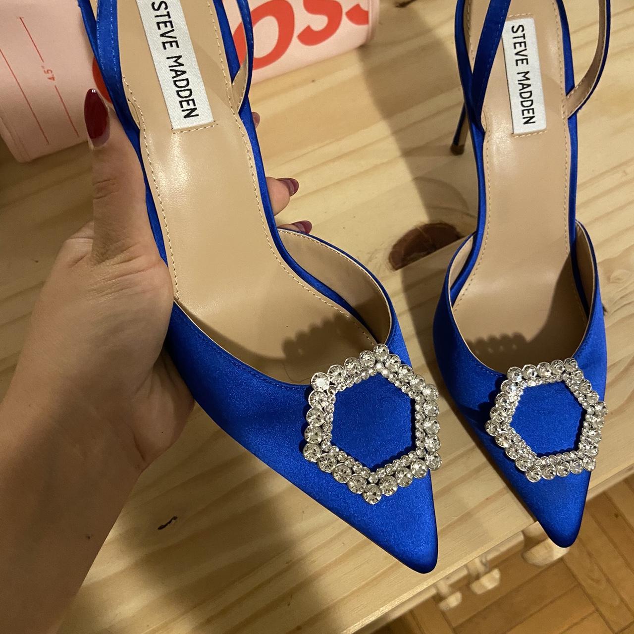 BRAND NEW Steve Madden Vionnet Blue satin jewel... - Depop