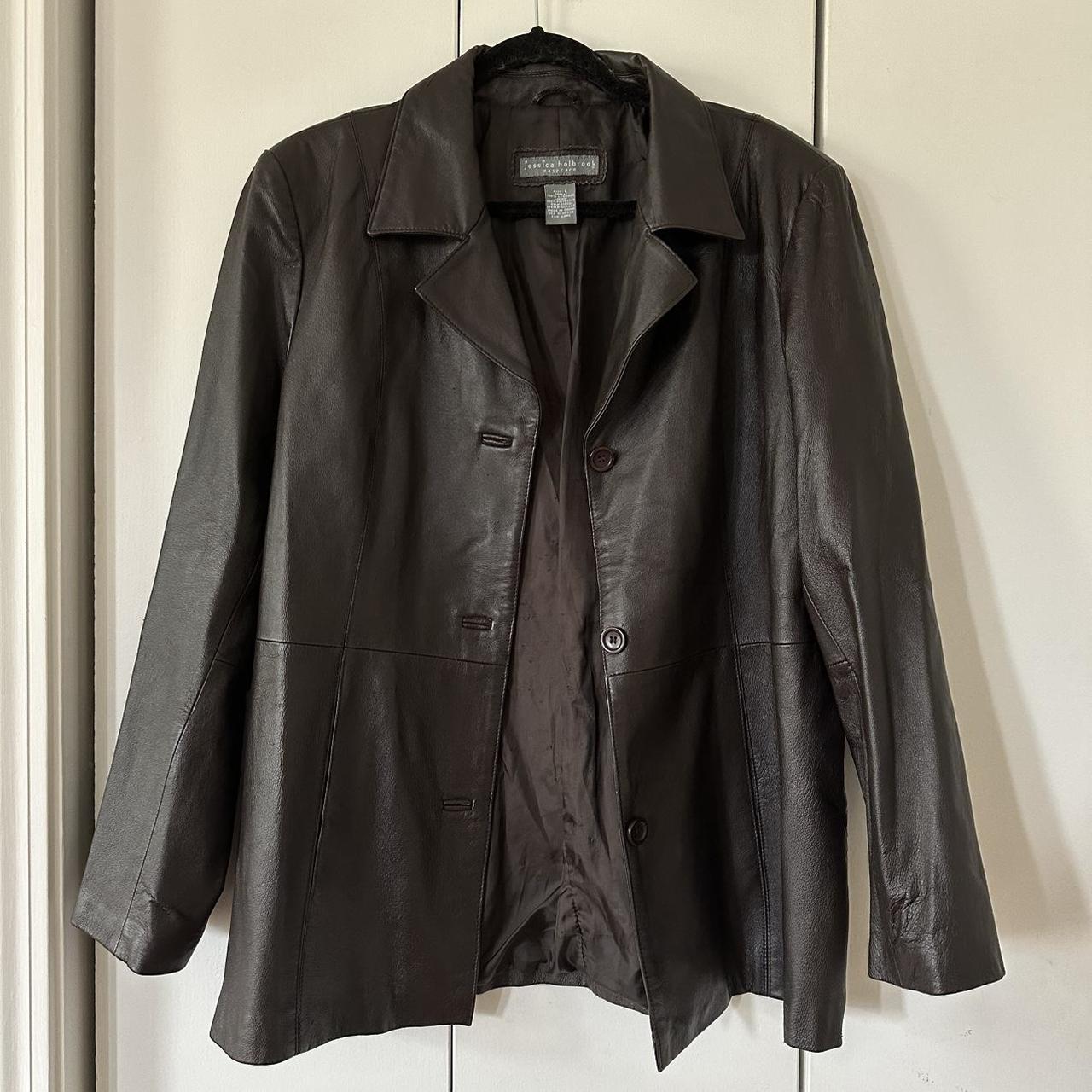 Vintage 90s Jessica Holbrook Chocolate Brown Leather... | Depop