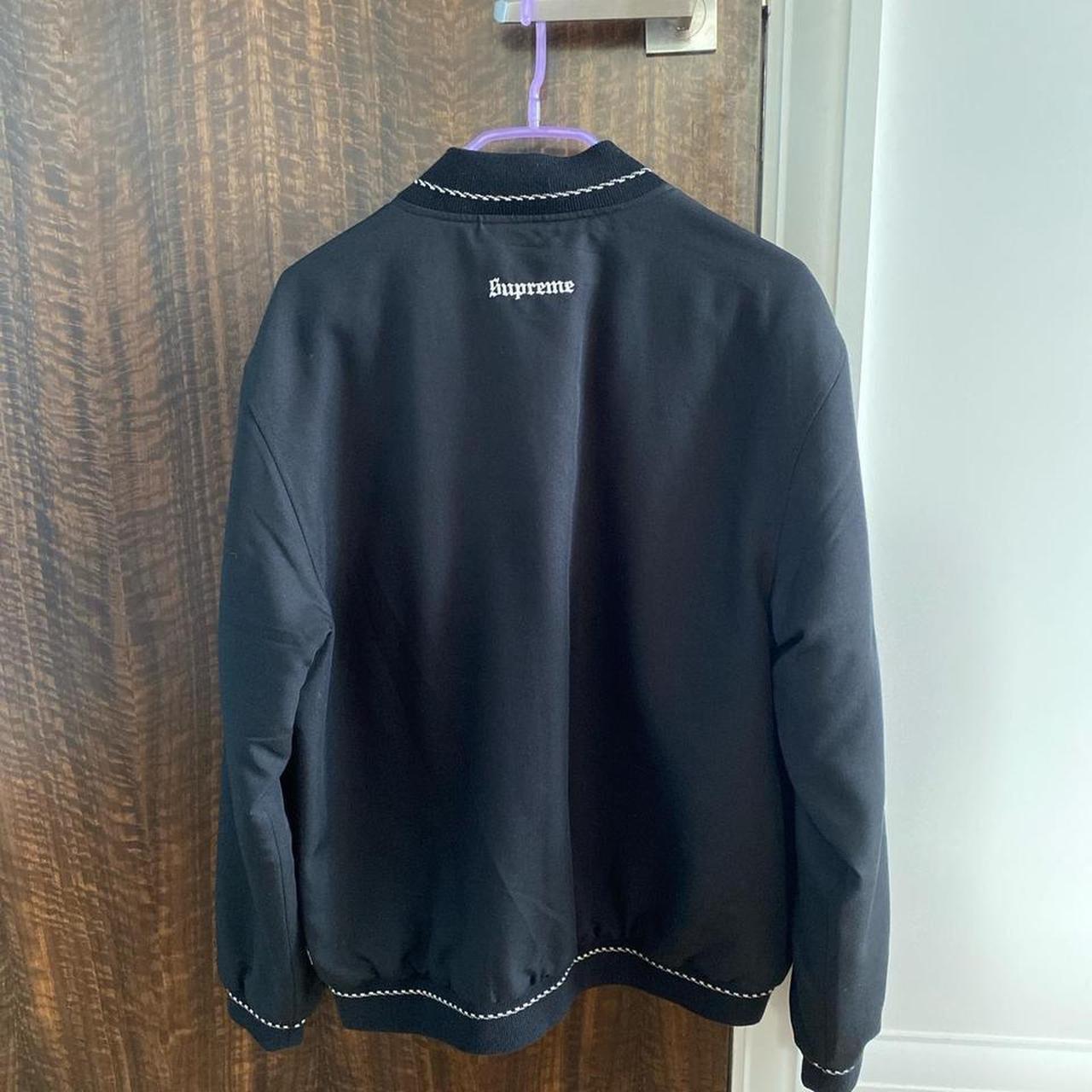 Supreme FW18 Black Diamond Rayon Bomber Jacket Size... - Depop