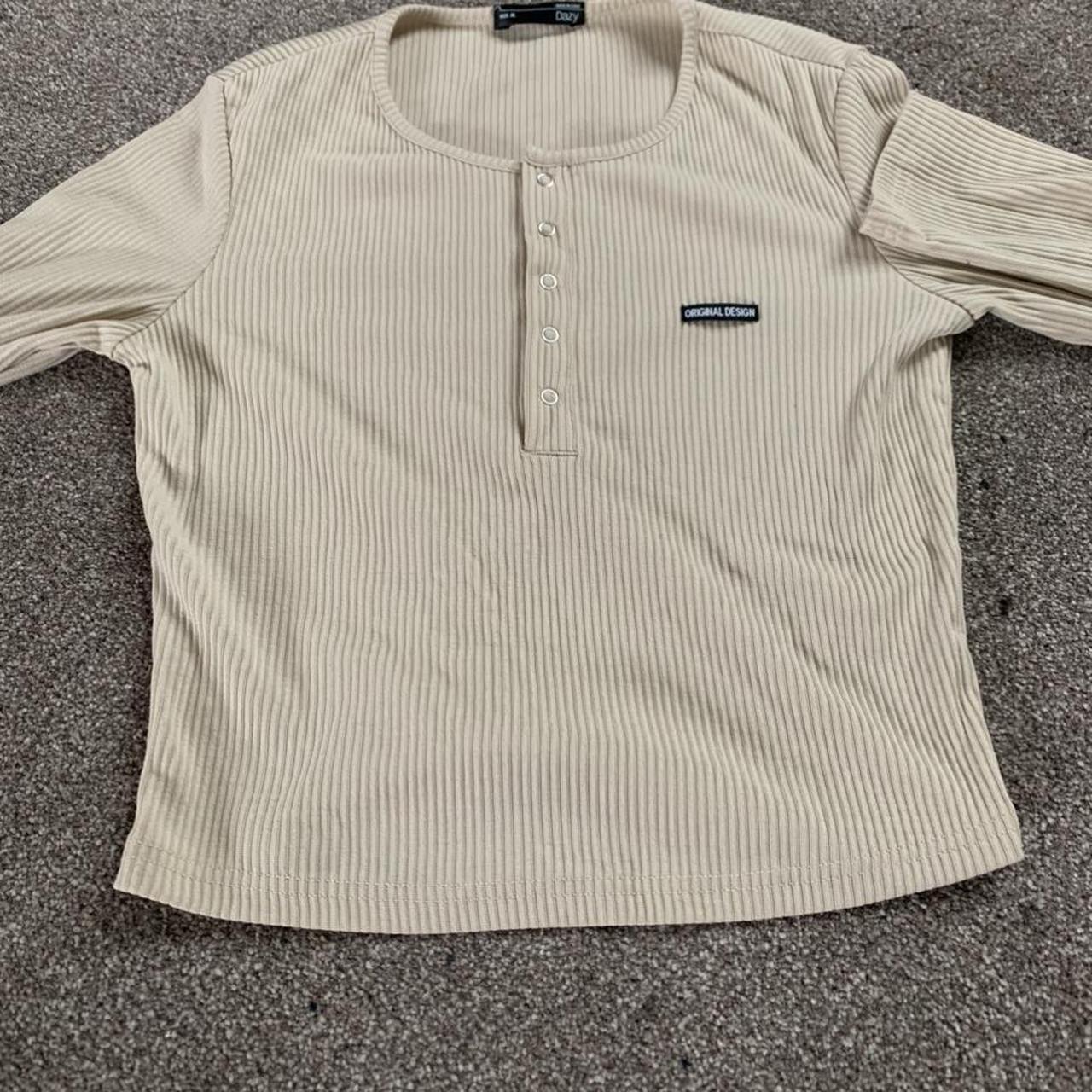 Button up shirt • Half Button Placket Patched Detail... - Depop