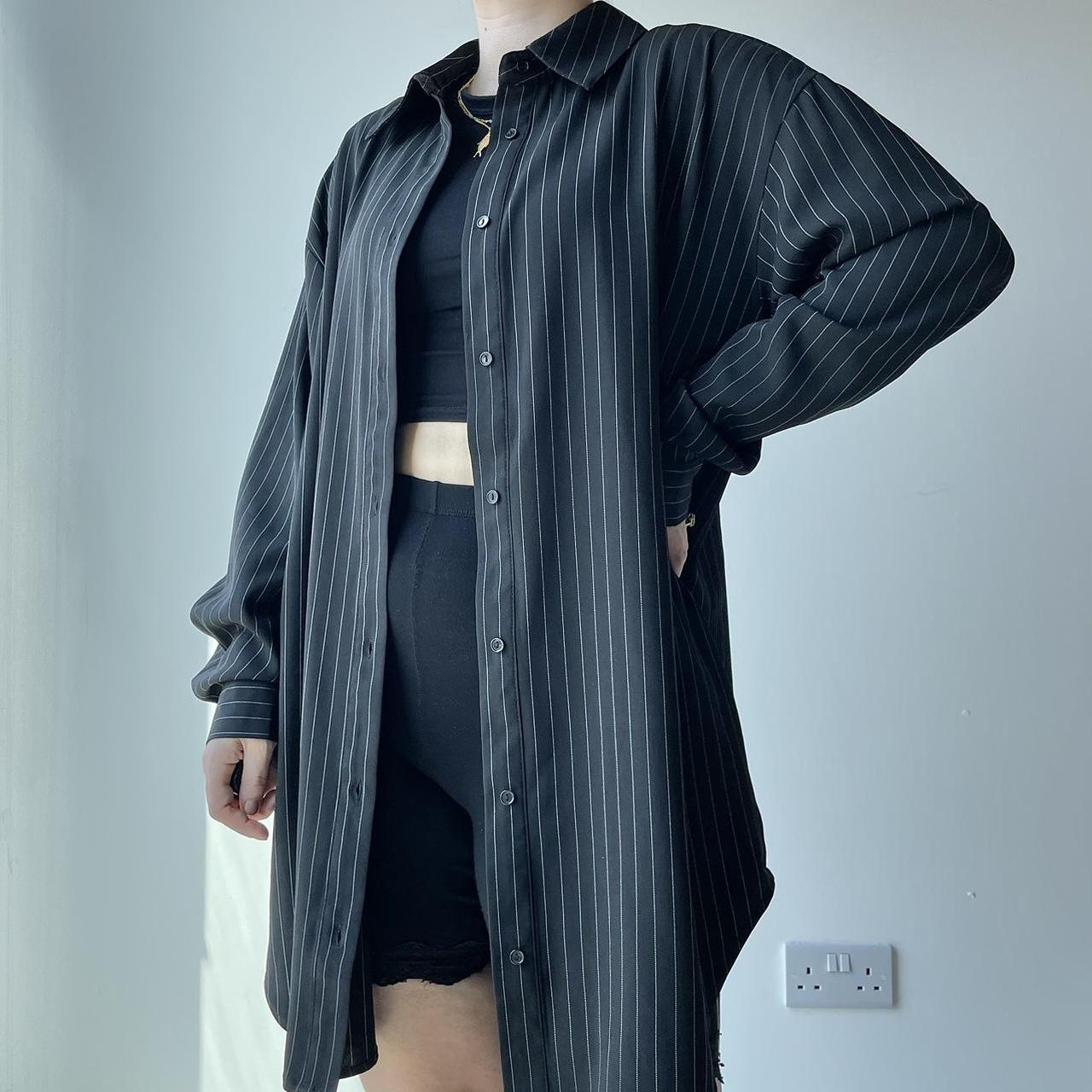 Black pinstripe shirt In great condition. Brand is... - Depop