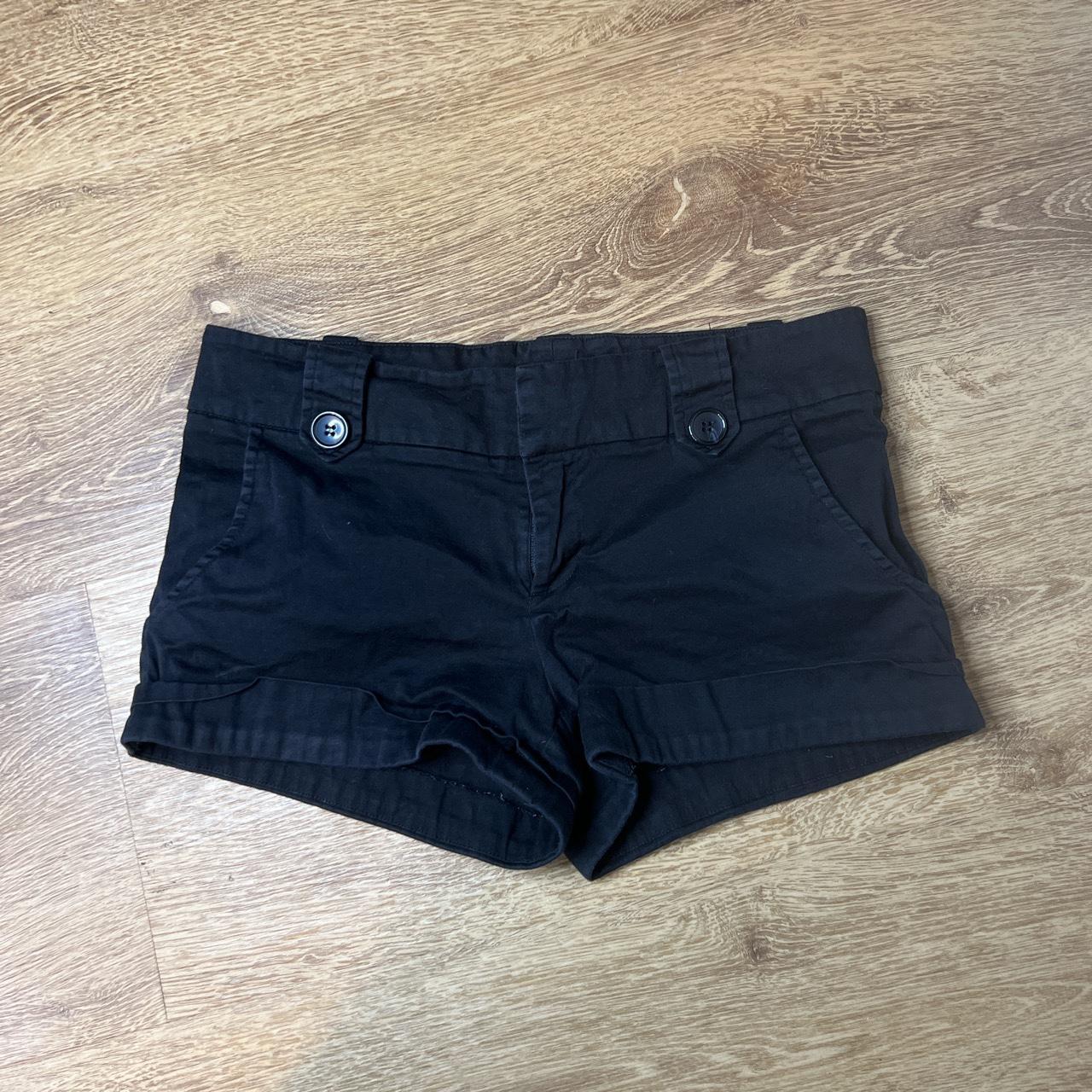black mini shorts in good condition, no noticeable... - Depop