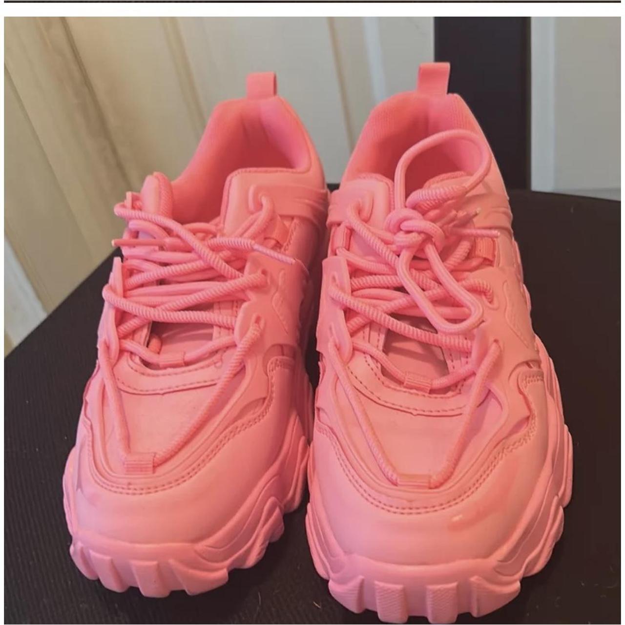 Hot pink women’s sneakers. Size 8, worn once.... - Depop