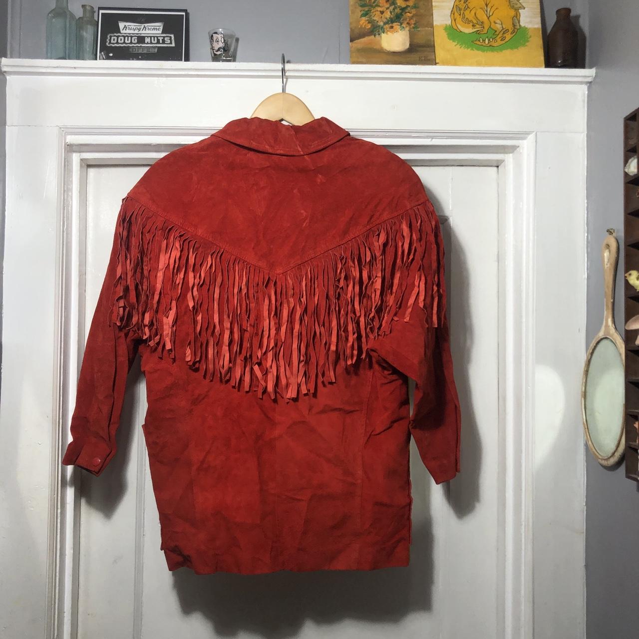 Vintage Red Suede Fringe Western Jacket Tag says... - Depop