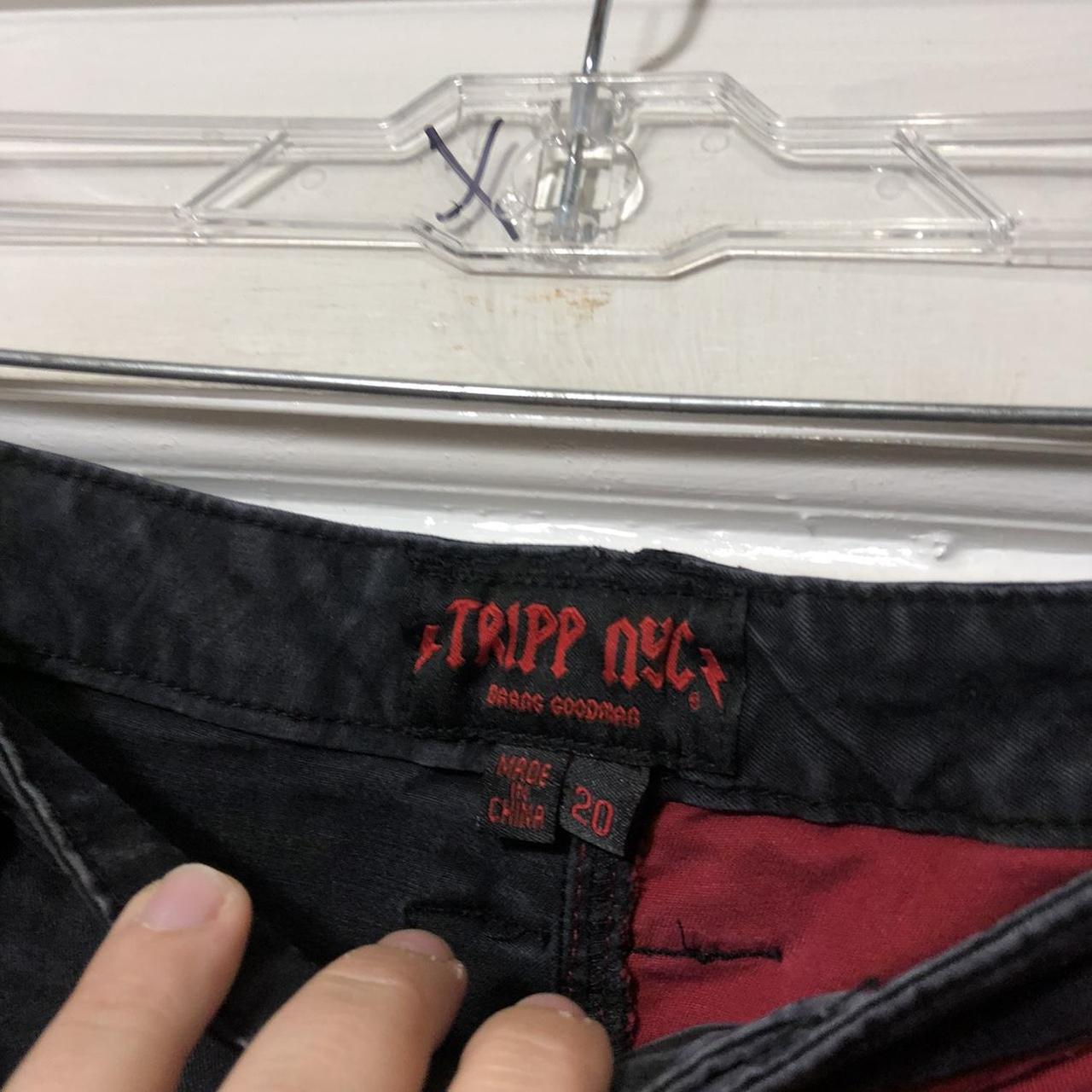 Tripp NYC Daang Goodman Red and Black Jeans Tag... - Depop