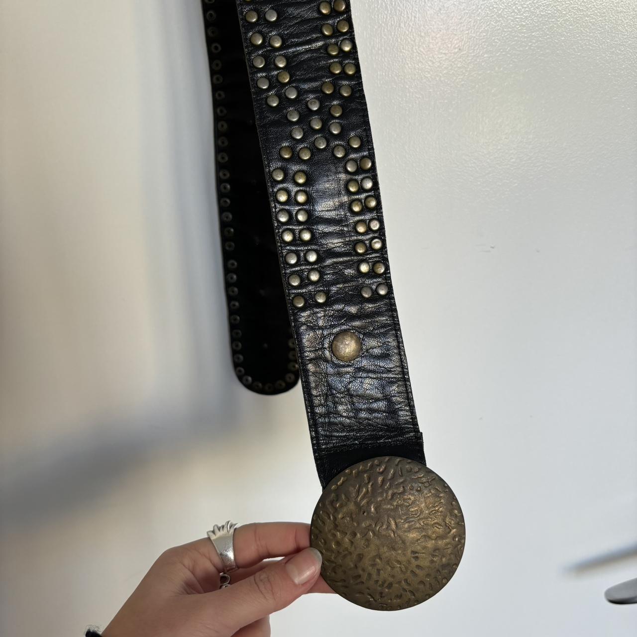 2000s statement belt 🔒 - studded black leather belt... - Depop