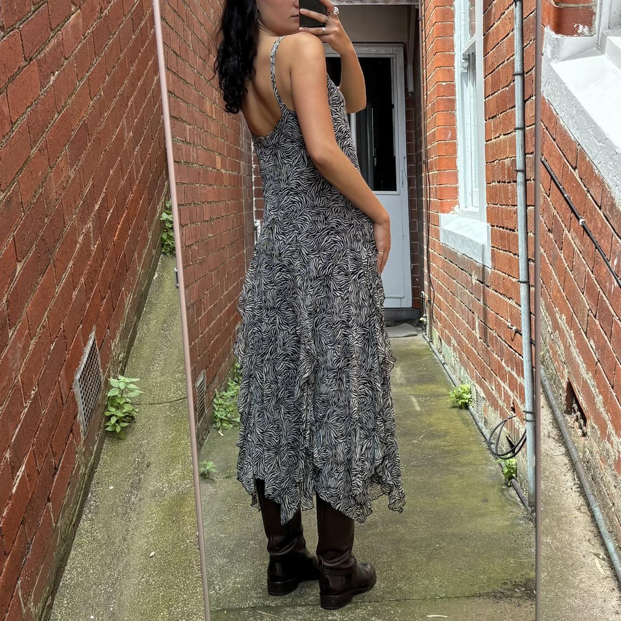 2000s mesh maxi dress 🤍 - black and white, abstract... - Depop