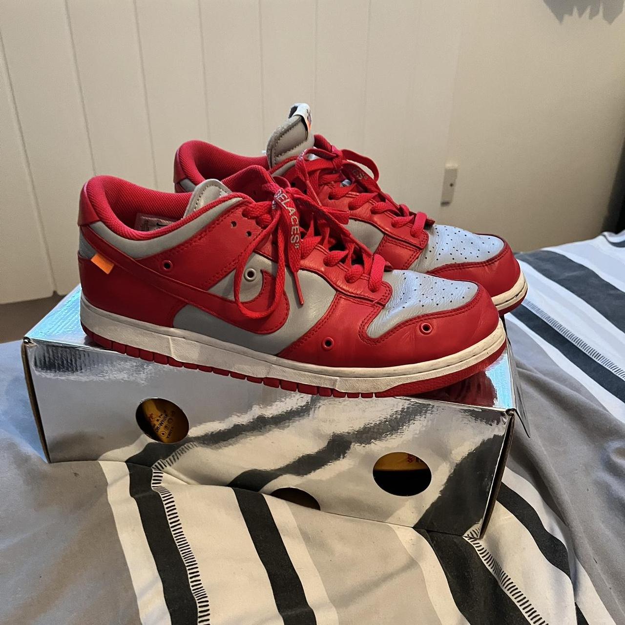 Nike Dunk Low Off White University Red - Size UK... - Depop