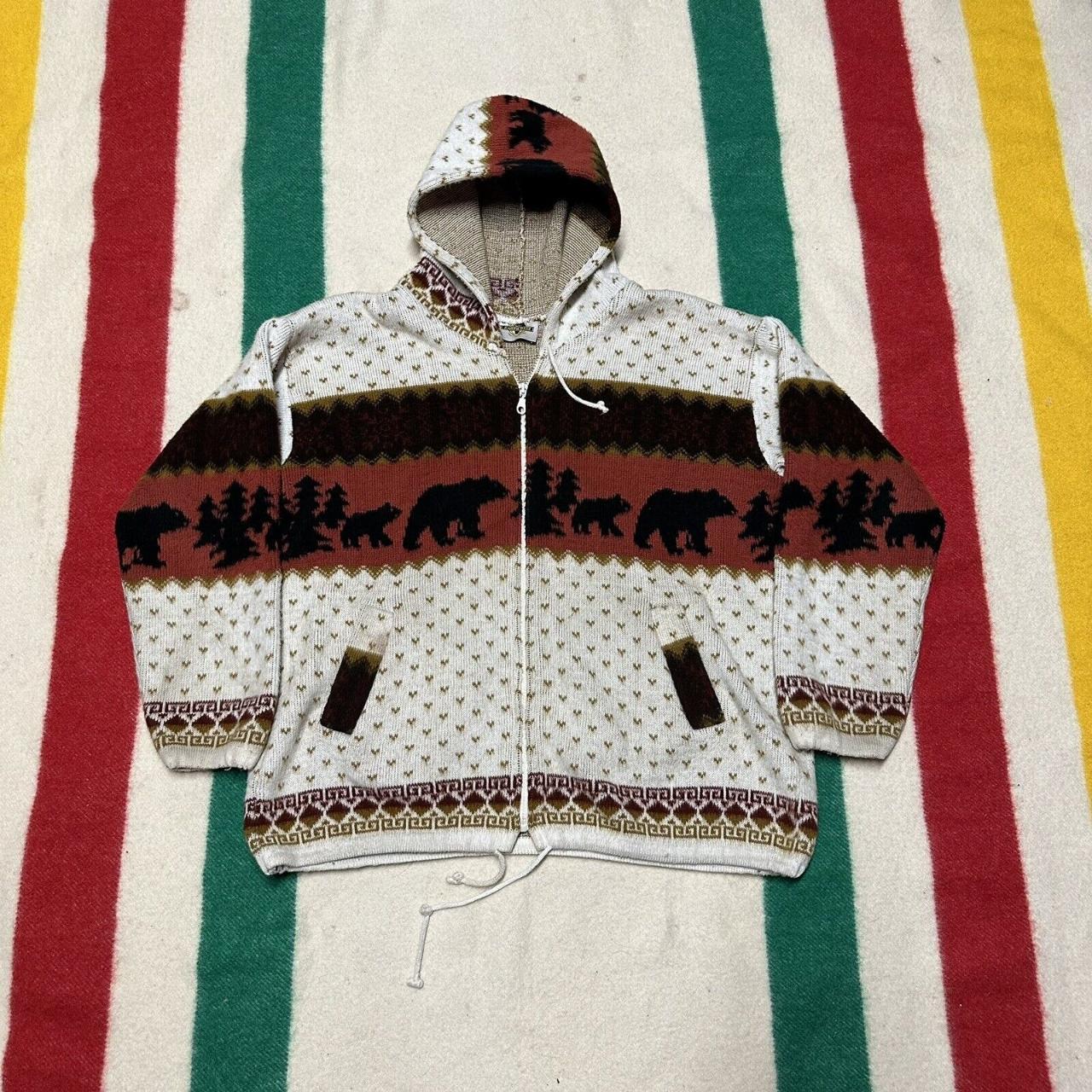 Vintage Earth Ragz Fleece Jacket Bear Graphic Men’s... - Depop