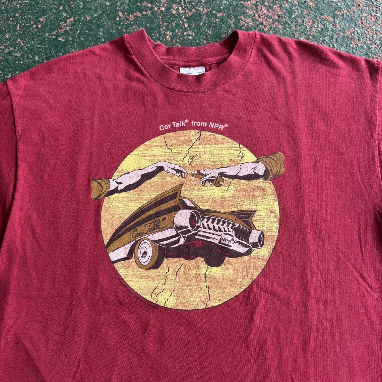 90s y2k npr car talk red tee xl god touches man /... | Depop