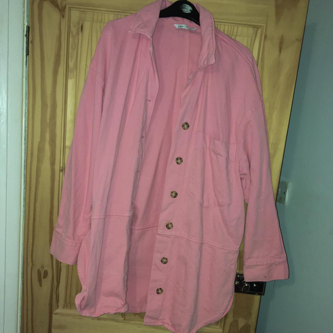 Zara pink denim oversized jacket - also make a... - Depop