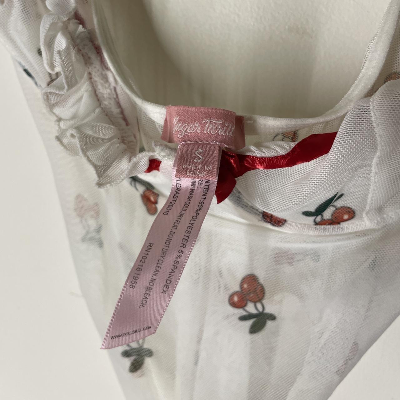 Sugar Thrillz Mon Cherry Mesh Bodysuit a little... - Depop