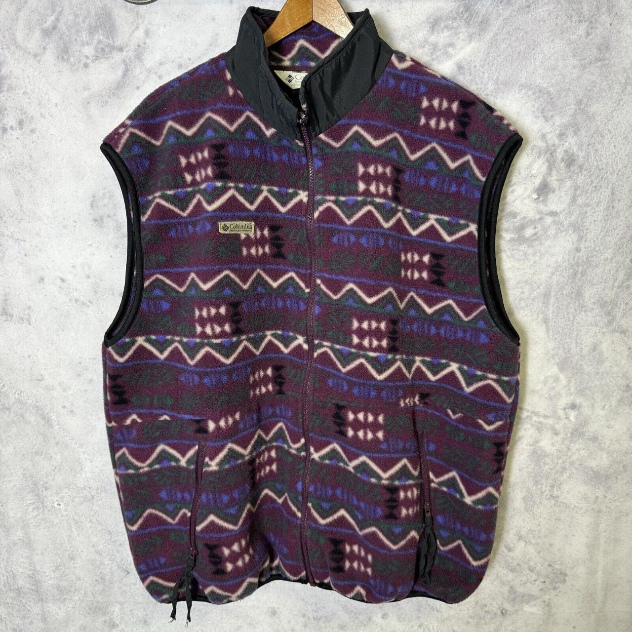 Vintage Columbia Sweater Vest Mens XL Aztec Fleece... - Depop