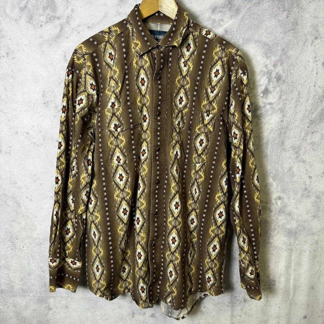 Vintage Wrangler Aztec Western Shirt Mens Large Long... | Depop